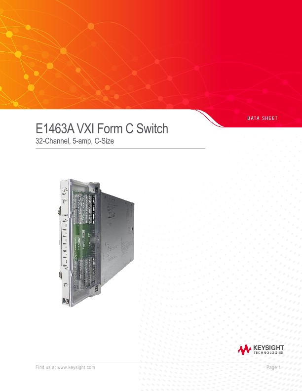 Keysight E1463A 32-Channel, 5 Amp, Form-C VXI Switch PDF Asset Page | Keysight